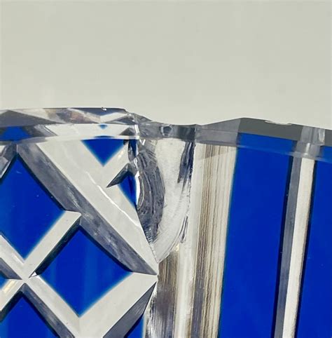 Japanese Kagami Cut Crystal Edo Kiriko Crystal Glass Blue Vase Etsy