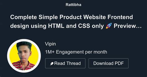 Complete Simple Product Website Frontend Design Using Html And Css Only 🚀 Preview 👇 Thread