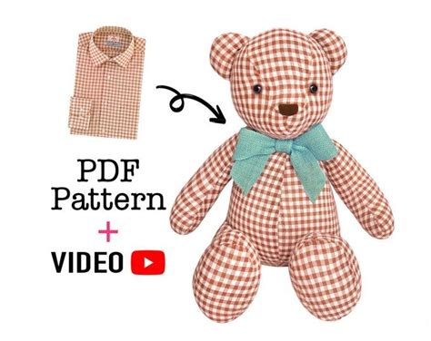 Memory Bear Pattern Easy Plush Sewing Pattern Memorial Bear Simple Teddy Bear Pattern Keepsake