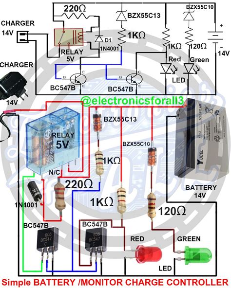 Simple Battery Monitor Charge Controller Circuito Eletrônico