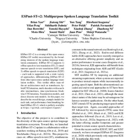 Espnet St V2 Multipurpose Spoken Language Translation Toolkit Acl