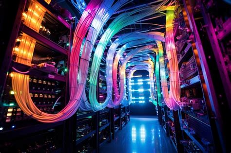 Premium Ai Image Fiber Optic Network Cable In A Data Center