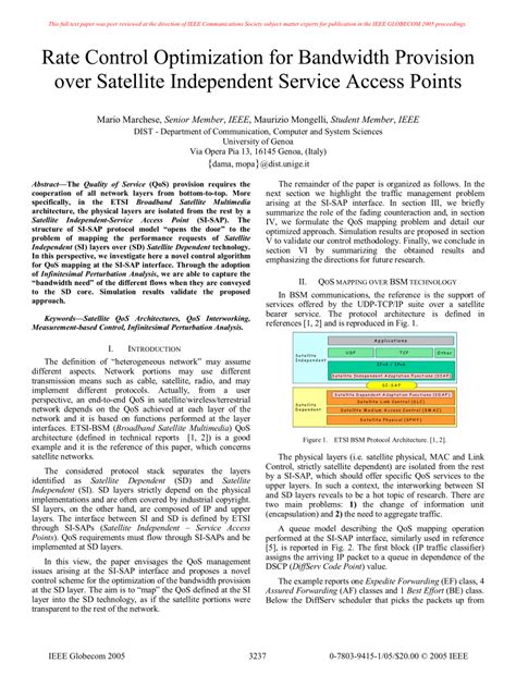 Pdf Rate Control Optimization For Bandwidth Provision Over Satellite Independent Service