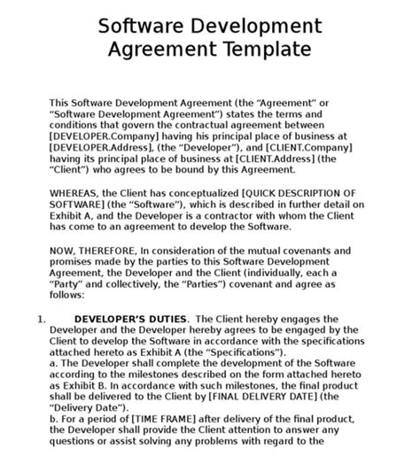 Software Developer Contract Template