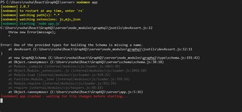 Nodejs Error One Of The Provided Types For Building The Schema Is