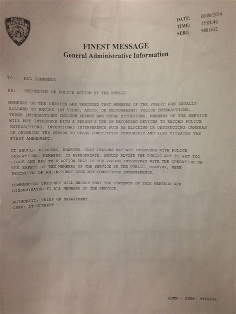 NYPD Internal Memo Stern Reminder Cops Can T Arrest You For Videotaping Them Gothamist