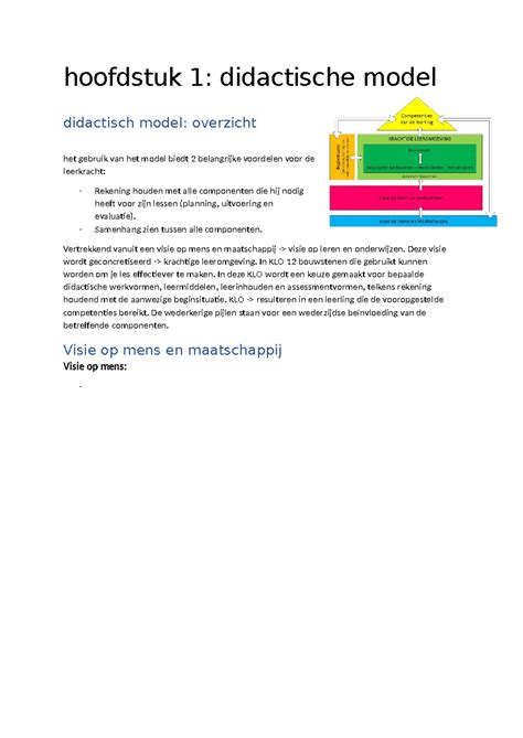 Hoofdstuk 1 Didactische Model Hoofdstuk 1 Didactische Model Didactisch Model Overzicht Het