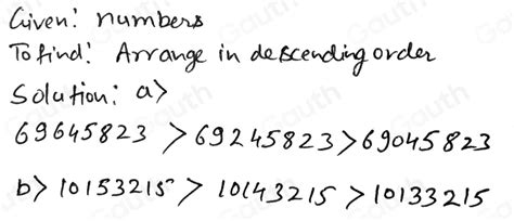 Solved 4 Arrange The Given Numbers In Descending Order A~ 69245823