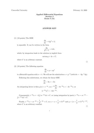 Engr 213 Midterm 1a Sol 2009 PDF