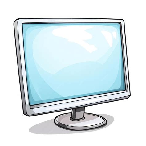 컴퓨터 모니터 클립 아트 만화 일러스트레이션 고립 된 색 배경 프리미엄 Ai 생성 이미지