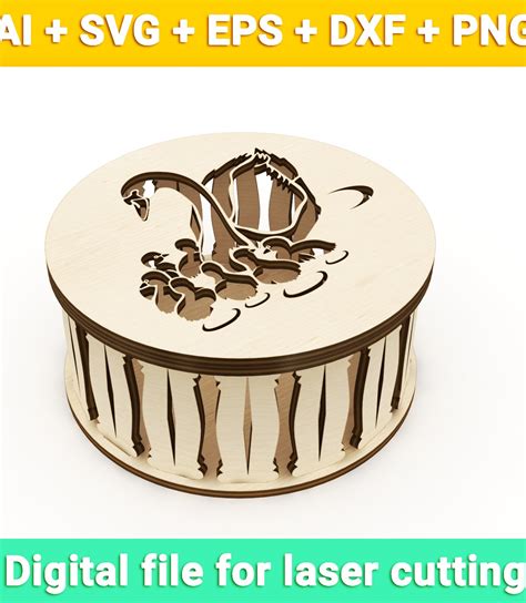 Round Box Swan Vector For CNC Svg Vector File