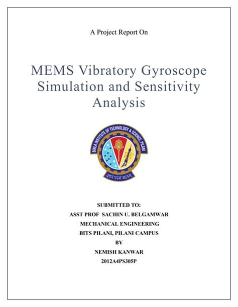 Mems Vibratory Gyroscope Simulation And Sensitivity Analysis Kanwar 2015 Pdf Physics Science