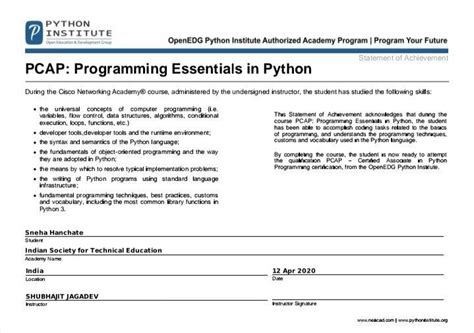 Sneha Hanchate On Linkedin Done Cisco Academy Course Of Python😇