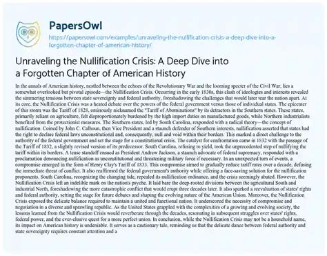 Unraveling The Nullification Crisis A Deep Dive Into A Forgotten
