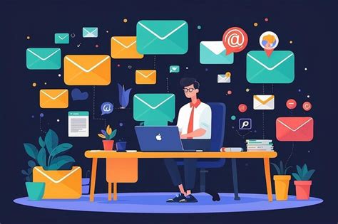 Premium Photo Efficient Email Management Vector Flat Style Communication