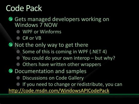 PPT The Windows API Code Pack PowerPoint Presentation Free Download ID