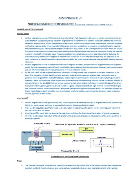 Assignment Tech 5 Pdf Nuclear Magnetic Resonance Nuclear Magnetic