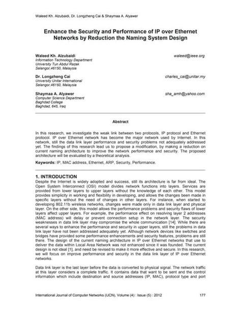 Enhance The Security And Performance Of Ip Over Ethernet Networks By
