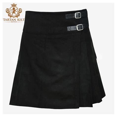 Ladies Kilt Skirt Plain Black Tartan Tartan Kilt Outfit