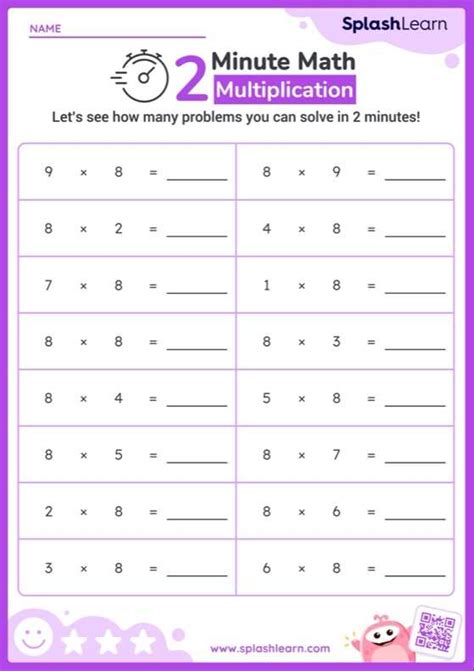 Facts Of 8 Horizontal Timed Practice — Printable Math Worksheet