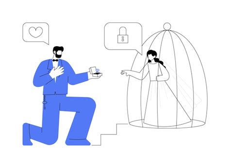 강제 결혼 추상 개념 벡터 일러스트 레이 션 프리미엄 벡터