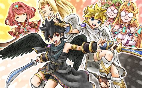 Pyra Mythra Palutena Pit Dark Pit And 1 More Xenoblade Chronicles And 4 More Drawn By