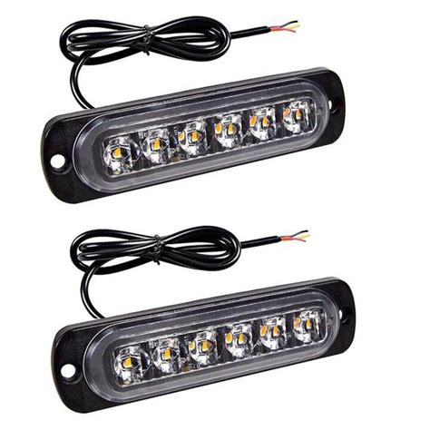 Led Emergency Strobe Lights Amber 6 Led Strobe Warning Emergency Flashing Light For Car Truck