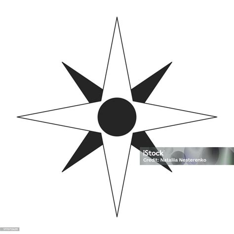 Compass Rose Showing Direction Flat Monochrome Isolated Vector Object Stock Illustration