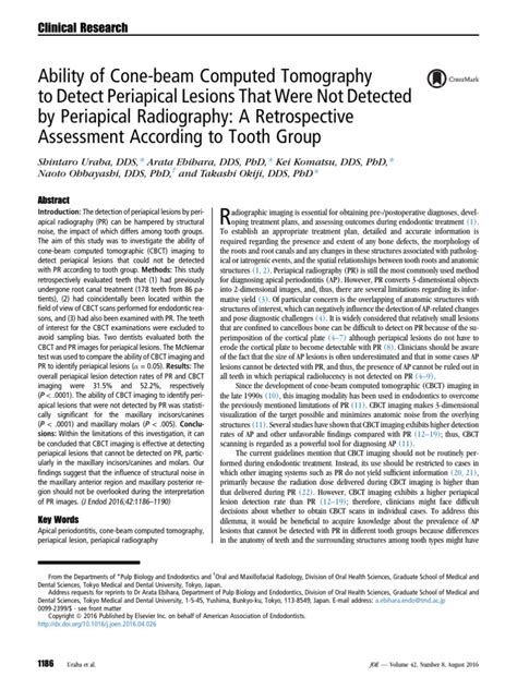 Ability Of Cone Beam Computed Tomography To Detect Periapical Lesions That Were Not Detected By