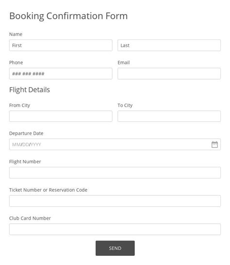 Booking Template Html