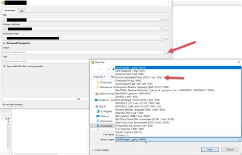 Setting File Extension Type With Save Vector Features To File Algorithm QGIS Geographic