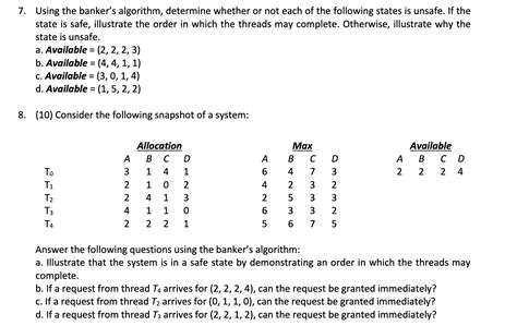 solved 7 using the banker s algorithm determine whether or