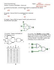Cs120 2019f Final Key Pdf CS120 Fall 2019 Final Section A Noon Or B 9 40am Circle One Name