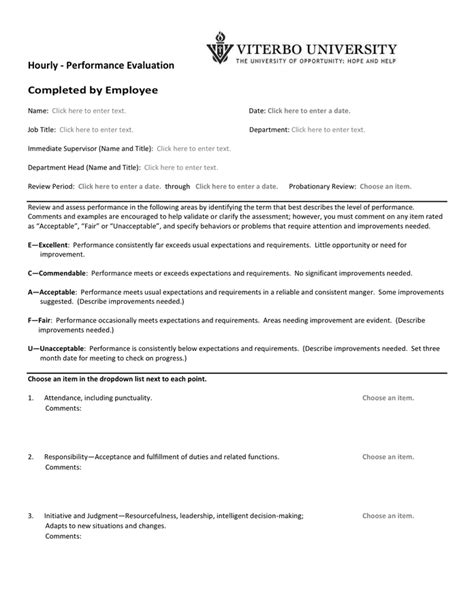 Performance Evaluation Form Download Free Documents For Pdf Word And Excel