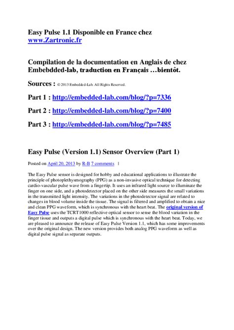 Pdf Easy Pulse Version 11 Sensor Overview Part 1