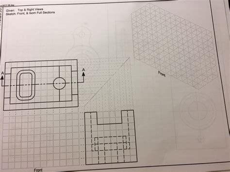 solved given top and right views sketch front and isom full