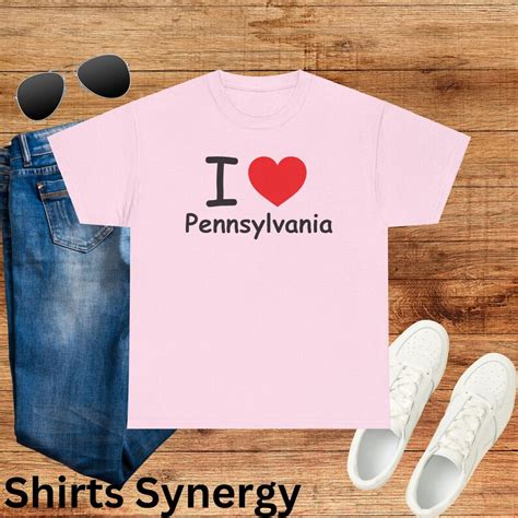 I Love Pennsylvania Unisex Heavy Cotton Tee Casual T Shirt Travel