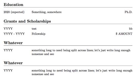 Cv Align Several Tabularx Tables TeX LaTeX Stack Exchange