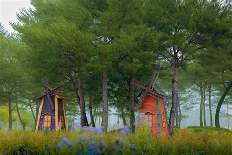 한국 가평의 매력적인 풍차 · 무료 스톡 사진