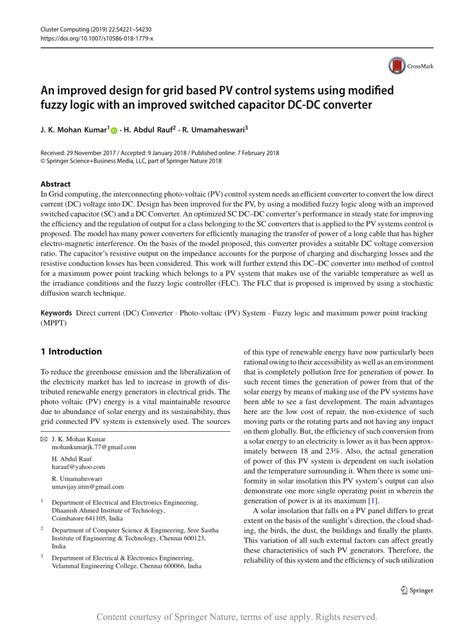 An Improved Design For Grid Based Pv Control Systems Using Modified