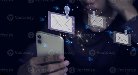 Businessman Touching Smartphone With Open E Mail Receiving Business E