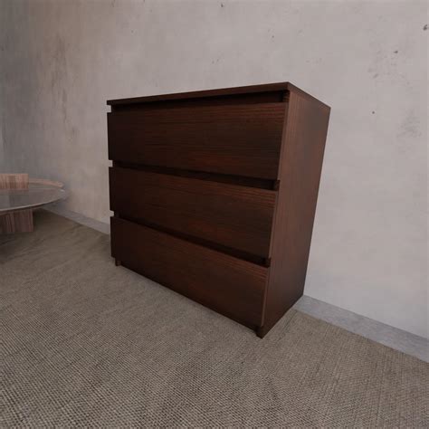 Комод на 3 ящики з фасадами без ручок Мехіко 800х755х400 мм Венге • Краща ціна в Києві Україні