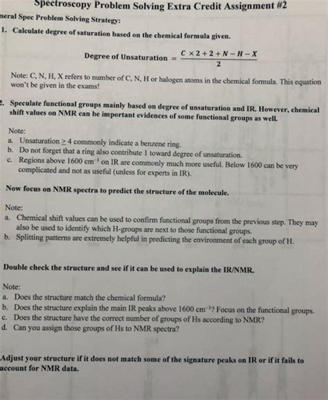 Solved Spectroscopy Problem Solving Extra Credit Assignment Chegg