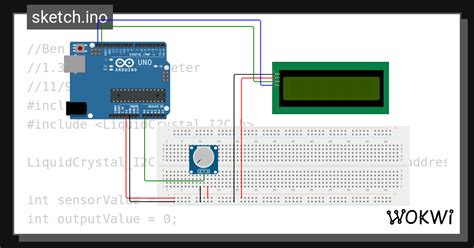 1 3 Lcd Naam Potmeter Copy Wokwi ESP32 STM32 Arduino Simulator