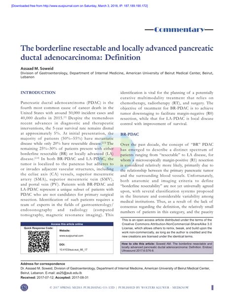 Pdf The Borderline Resectable And Locally Advanced Pancreatic Ductal