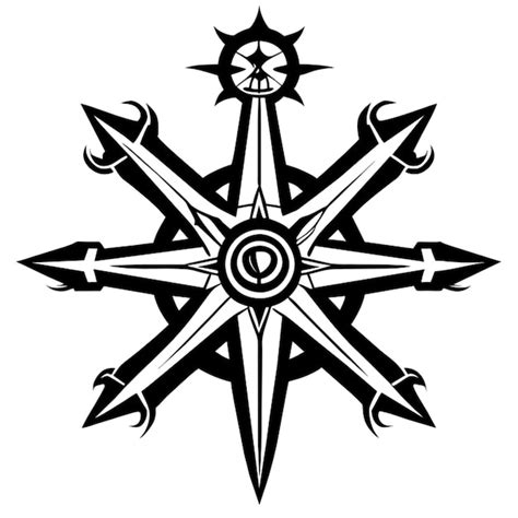 Tribal Tattoo Black Lines Combine An Octopus And A Compass Filigree Vector Illustration Flat 2