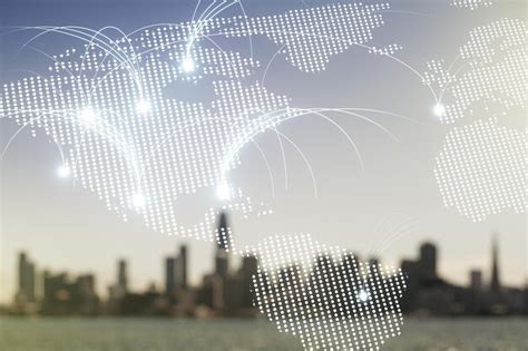 Premium Photo Double Exposure Of Abstract Digital World Map Hologram With Connections On