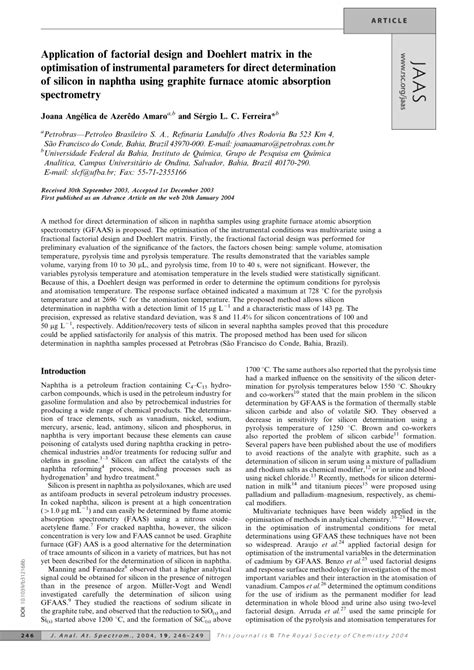 Pdf Application Of Factorial Design And Doehlert Matrix In The