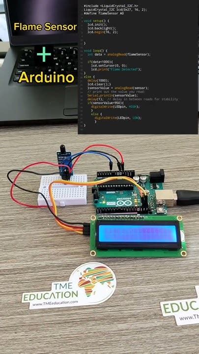 Flame Sensor With Arduino Using Lcd I2c Arduinoproject Electronics