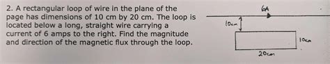 Solved A Rectangular Loop Of Wire In The Plane Of The Chegg
